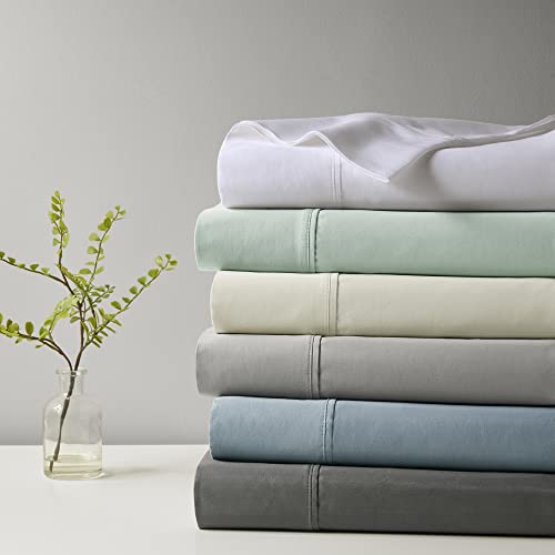 Beautyrest 1000 Thread Count, Solid Color Sheet Set, Elastic Deep Pocket, All Season, Breathable, HeiQ Smart Temperature, Soft Cotton Blend Bedding, Matching Pillowcase, King Ivory 4 Piece