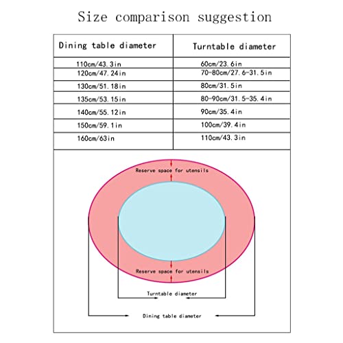 Lazy Susan Turntable Large Tempered Glass Turntable Dining Table Turntable 70-100cm Heavy Duty Lazy Susan Turntable with Alloy Bearing, Gold (Color : 7mm/0.3in, Size : 70cm/27.6in)