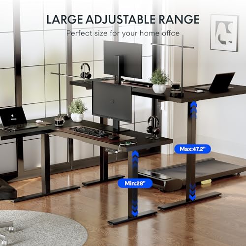 FLEXISPOT L Shaped Standing Desk 71 x 48 Inch Dual Motor Computer Electric Corner Desk Sit Stand Up Desk Height Adjustable Desk Home Office Table with Splice Board, Black