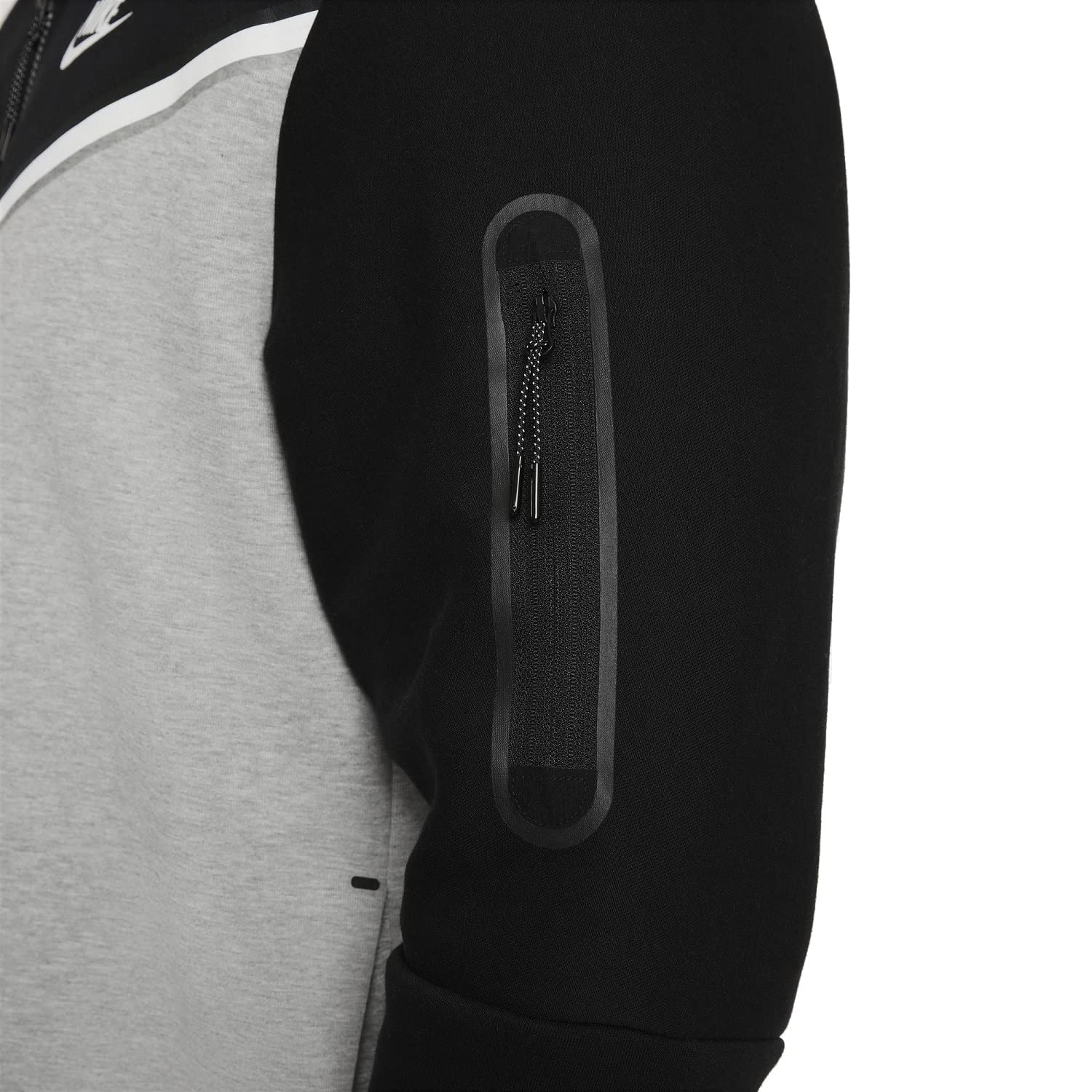 Nike Men's Sportswear Full Zip Hoodie, Black/Dark Grey Heather/White, X-Large