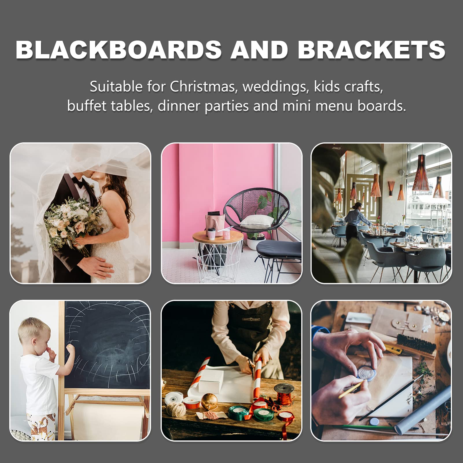 Wood Mini Chalkboard Signs, Food Signs, Wooden Message Board Desk, Small Wood Chalkboard Labels with Easel Stand for Wedding Signs(5pcs)