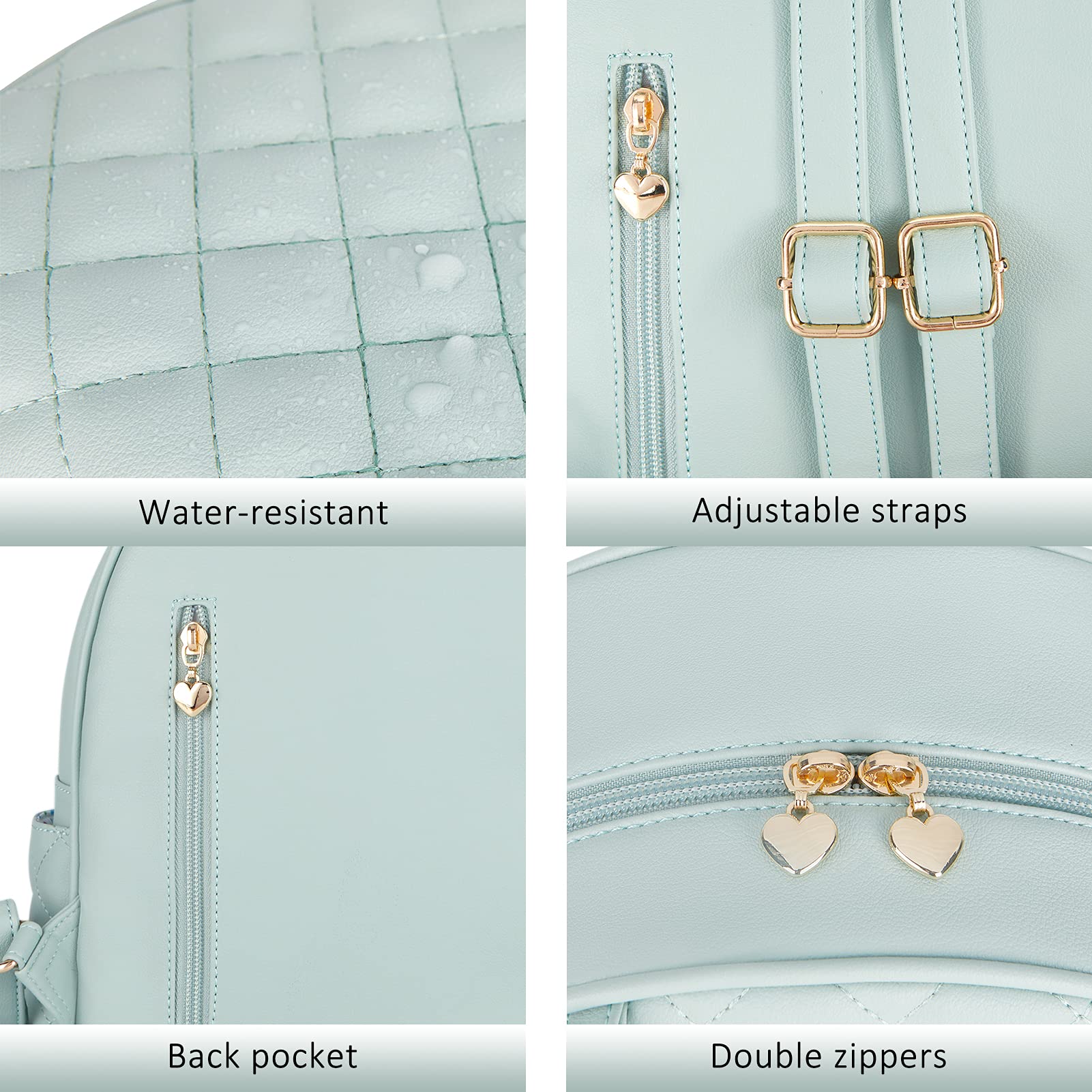 ECOSUSI Mini Backpack for Women Leather Small Backpack Purse for Ladies Cute Pom Bookbag Travel Shoulder Bag with Charm Tassel Green