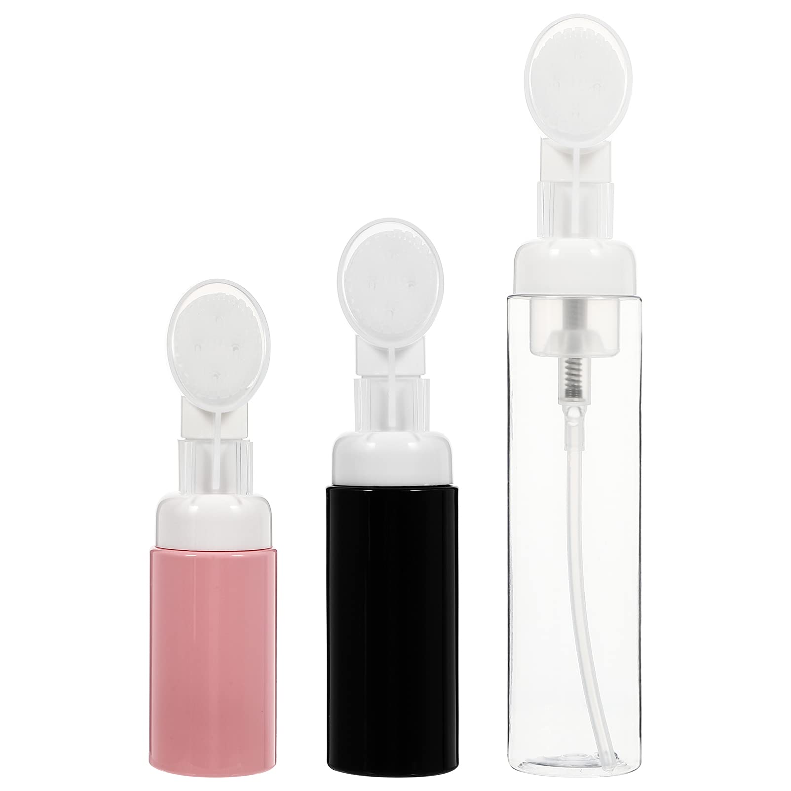 Foaming Dispenser 3Pcs Foaming Soap Dispenser Empty Facial Foam Bottle Hand Soap Containers with Foam Massage Clean Brush Head for Home Bathroom 100ml 30ml