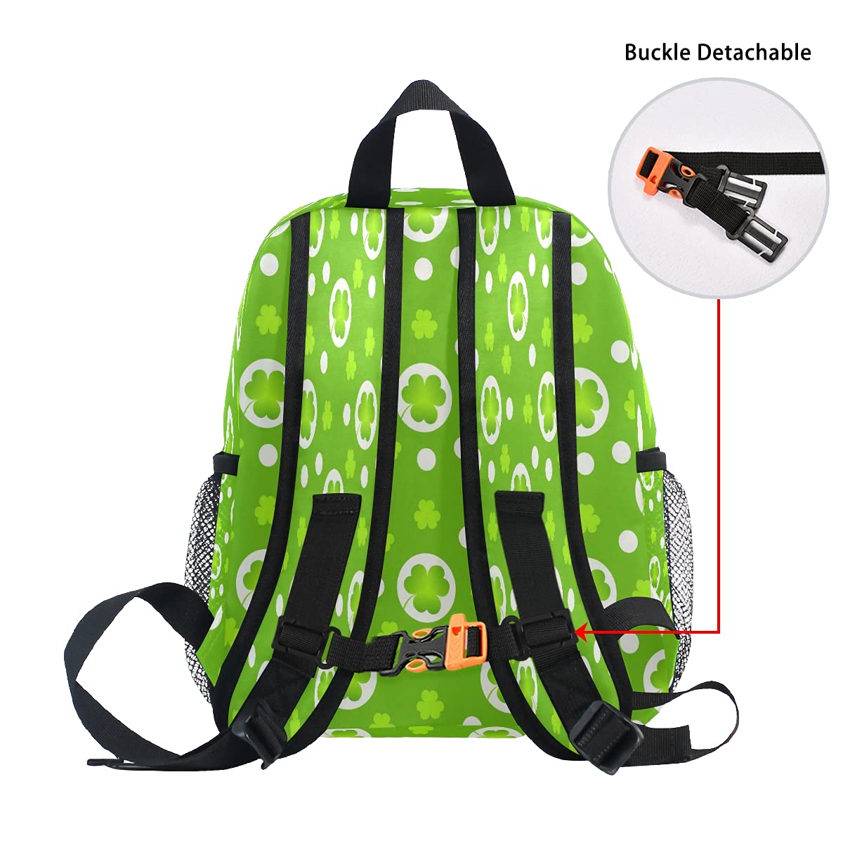 Lucky Clover St Patrick's Day Kids Backpack Boys Girls Toddler Bookbag for Elementary School Kindergarten Preschool Children Travel With Chest Strap