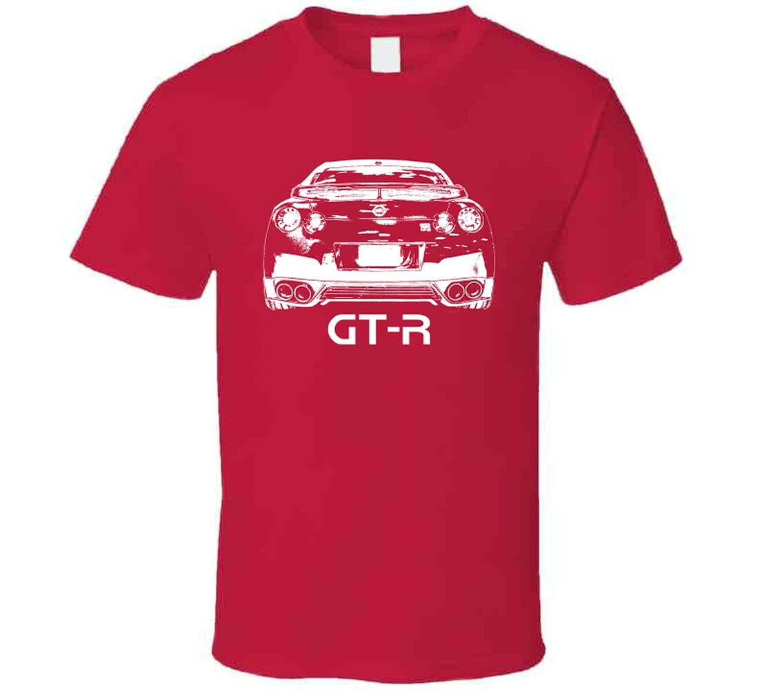 2013 GT-R Rear View with Model Dark Color T Shirt XL Red