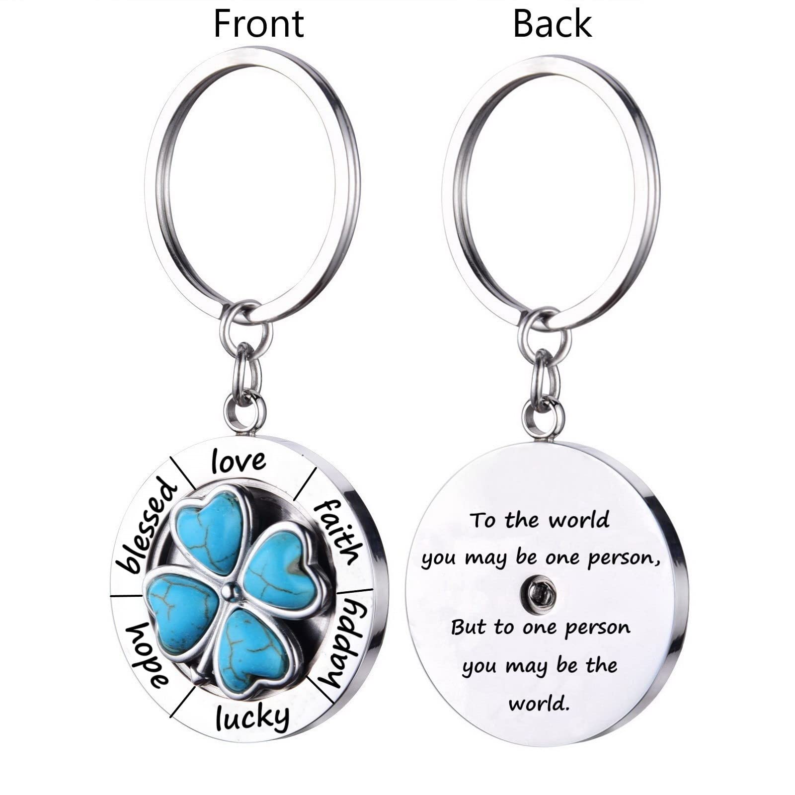 XinSiChen Stainless Steel Key Chain Lucky Spinning Four Leaf Clover Key Ring Novelty Gift for Girlfriend Boyfriend BFF Mom Daughter