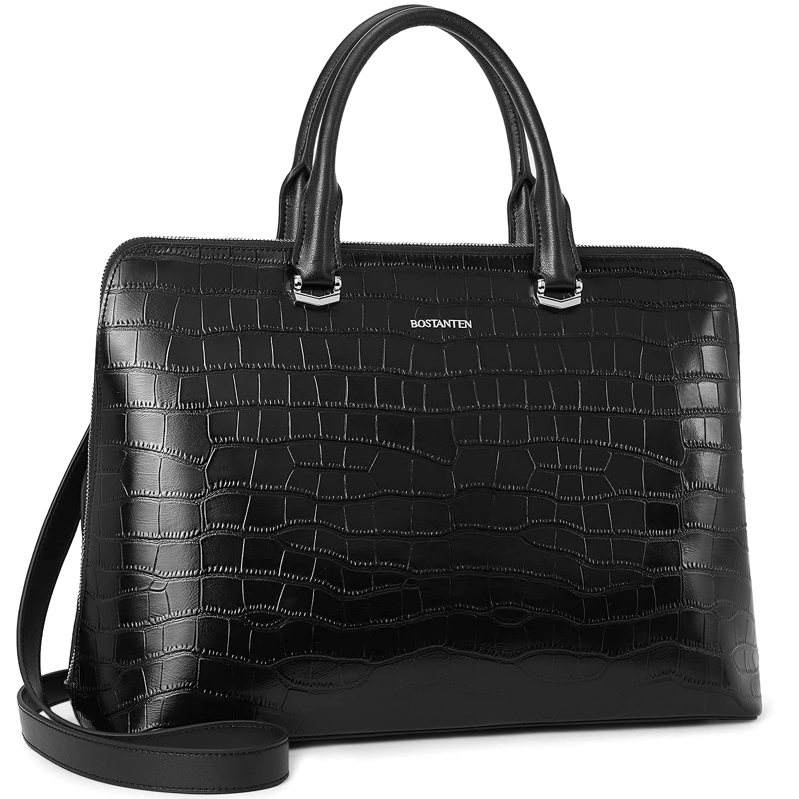 BOSTANTEN Backpack Purse for Women and Briefcase for Women Leather Laptop Bag Business Work Tote Stylish Black