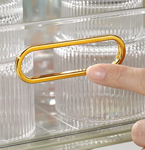 Elsjoy 2-Tier Basket Drawer Organizer, Pull-Out Cabinet Organizer Sliding Basket with Handle, Clear Basket Organizer for Under Sink, Kitchen, Bathroom, 14.5 x 10 x 16