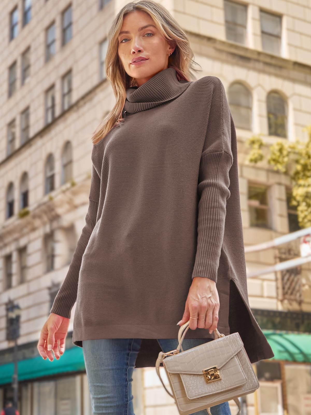LILLUSORY Oversized Turtleneck Pullover Sweaters Womens 2025 Long Tunic Sweater Winter Trendy Casual Poncho Cowl Neck Cute Tops Dress Fall Fashion Clothes Outfits Clothing