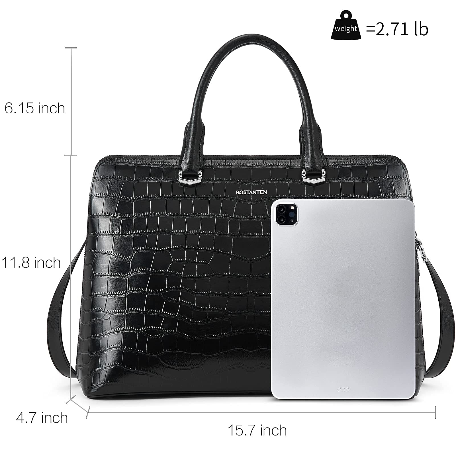 BOSTANTEN Backpack Purse for Women and Briefcase for Women Leather Laptop Bag Business Work Tote Stylish Black
