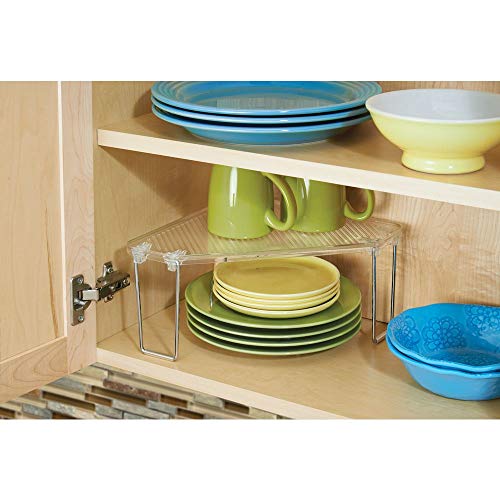 InterDesign Linus Corner Storage Shelf for Kitchen Cabinets, Countertops, Pantries - Clear