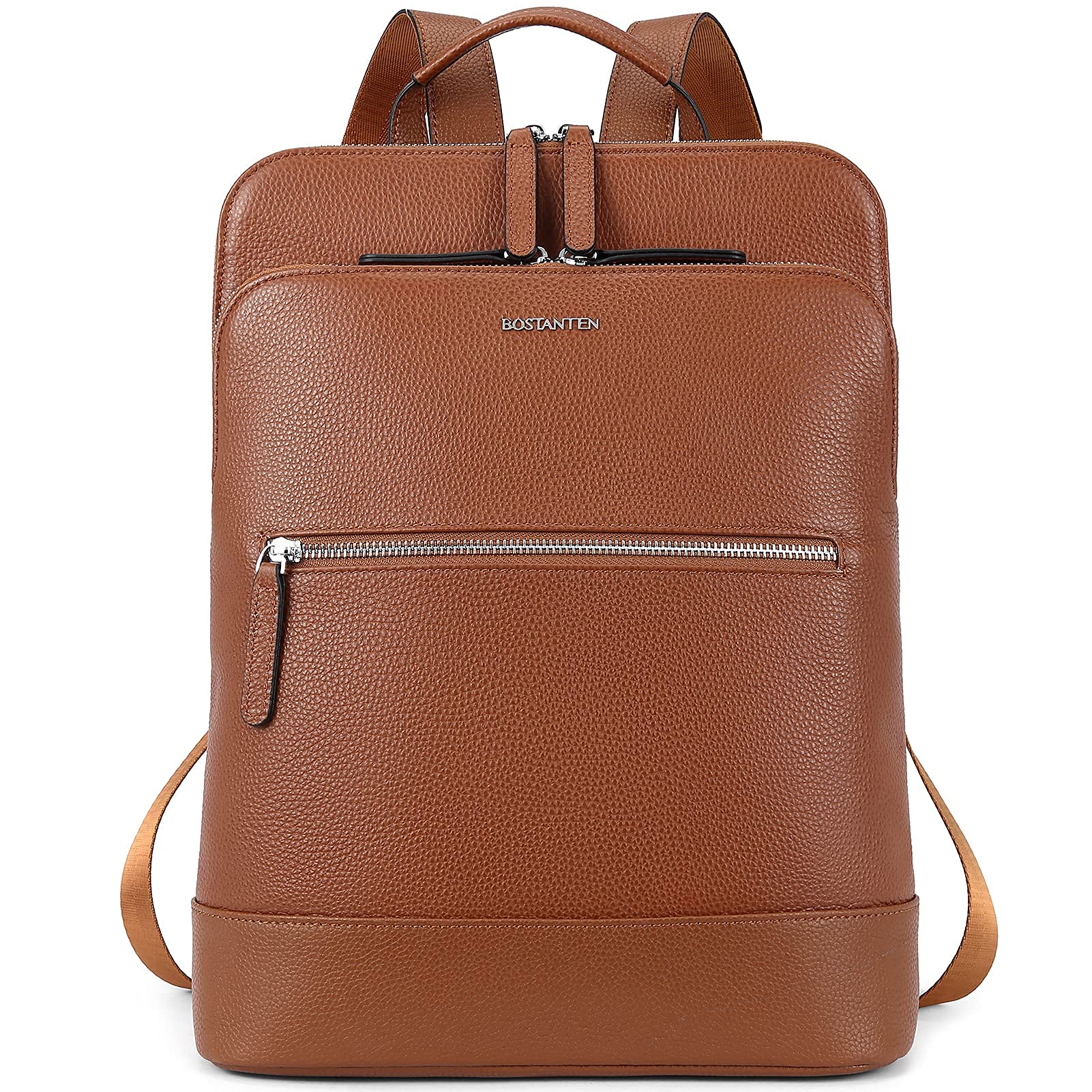 BOSTANTEN Laptop Backpack Purse and Womens Leather Laptop Tote Office Shoulder Handbag Vintage Briefcase 15.6 inch Computer Work Purse Brown