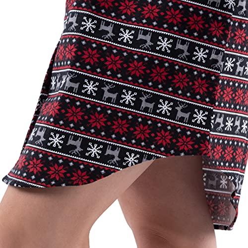Fruit of the Loom Women's Flannel Sleep Shirt, Fair isle Black, Large