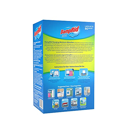 DampRid Hanging Bag, Moisture Absorber, 1 box of 3 bag (16 oz. each bag.), Blue