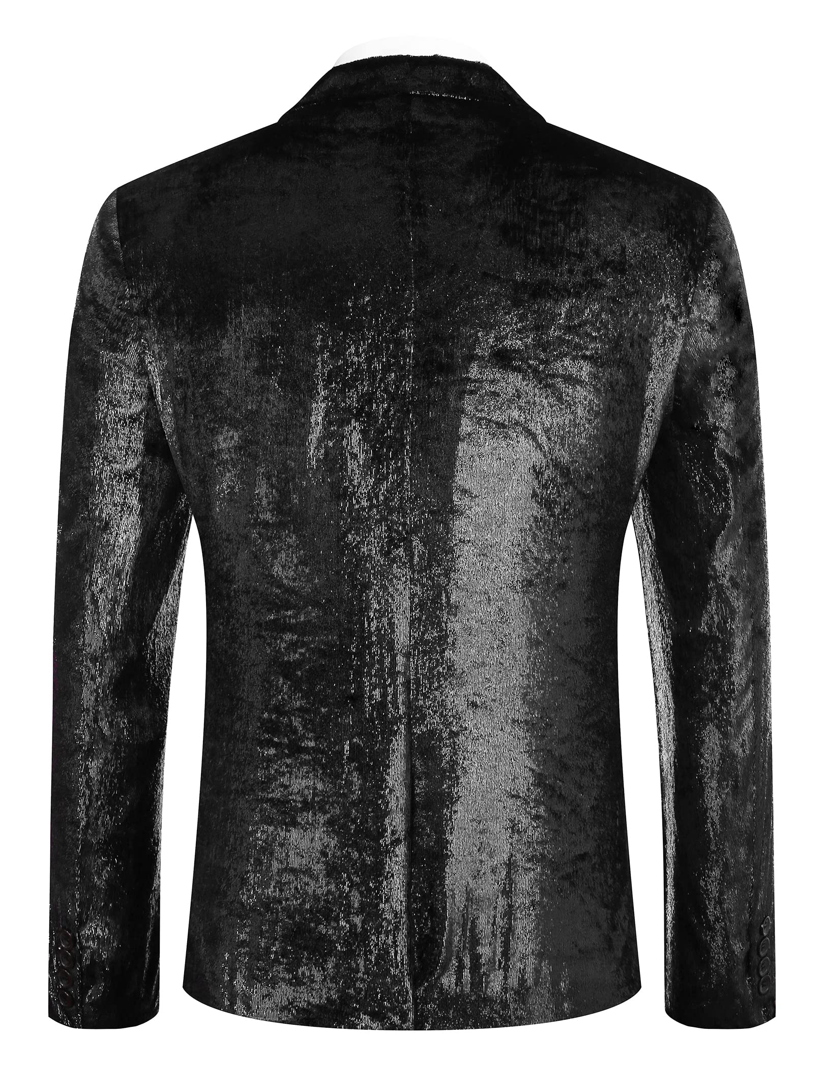 COOFANDY Men's Shiny Velvet Suit Jacket Sequin Tuxedo Blazer for Prom Dinner Party Weddding Black