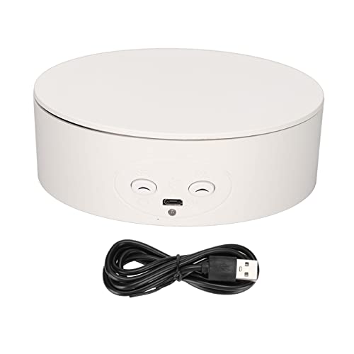 Tharyee Electric Rotating Display Stand, 360 Degree Rotating Turntable, 360 Degree Rotating Display Stand Maximum Load 6.6lb Electric Rotating Turntable for Wine Bottles Cosmetics (White)