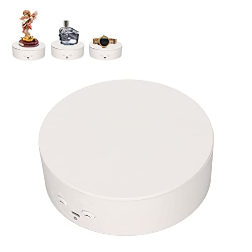 Tharyee Electric Rotating Display Stand, 360 Degree Rotating Turntable, 360 Degree Rotating Display Stand Maximum Load 6.6lb Electric Rotating Turntable for Wine Bottles Cosmetics (White)
