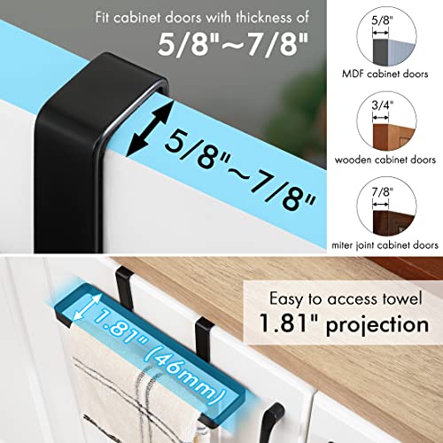 KES Pot Lid Organizer with Towel Rack for Cabinet Door, Lid Rack Holder for Pot Lids Storage Kitchen No Drill Metal Matte Black, KUR524-BK