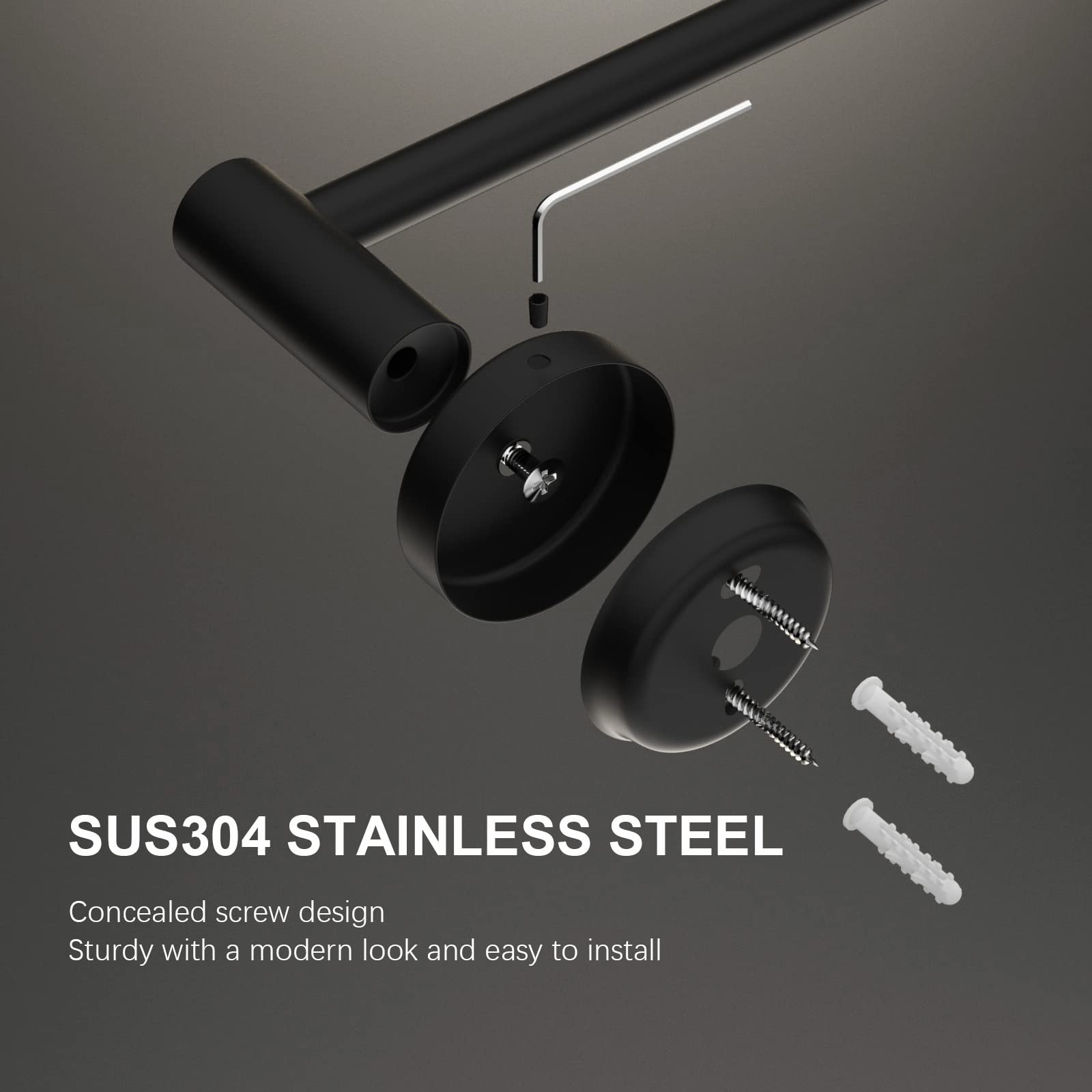 2 Pack Adjustable 16 to 27.6 Inch Single Towel Bar, iMomwee Oil Rubbed Black Finished SUS304 Stainless Steel Bathroom Towel Rod, Wall Mount Towel Rail with S Hooks for Kitchen Washroom (1" Diameter)