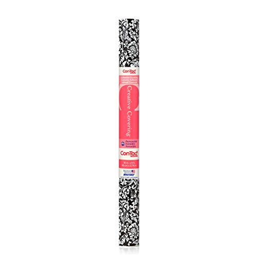 Con-Tact Brand Creative Covering Self-Adhesive Vinyl Drawer and Shelf Liner, 18" x 20', Mirabella Black & White