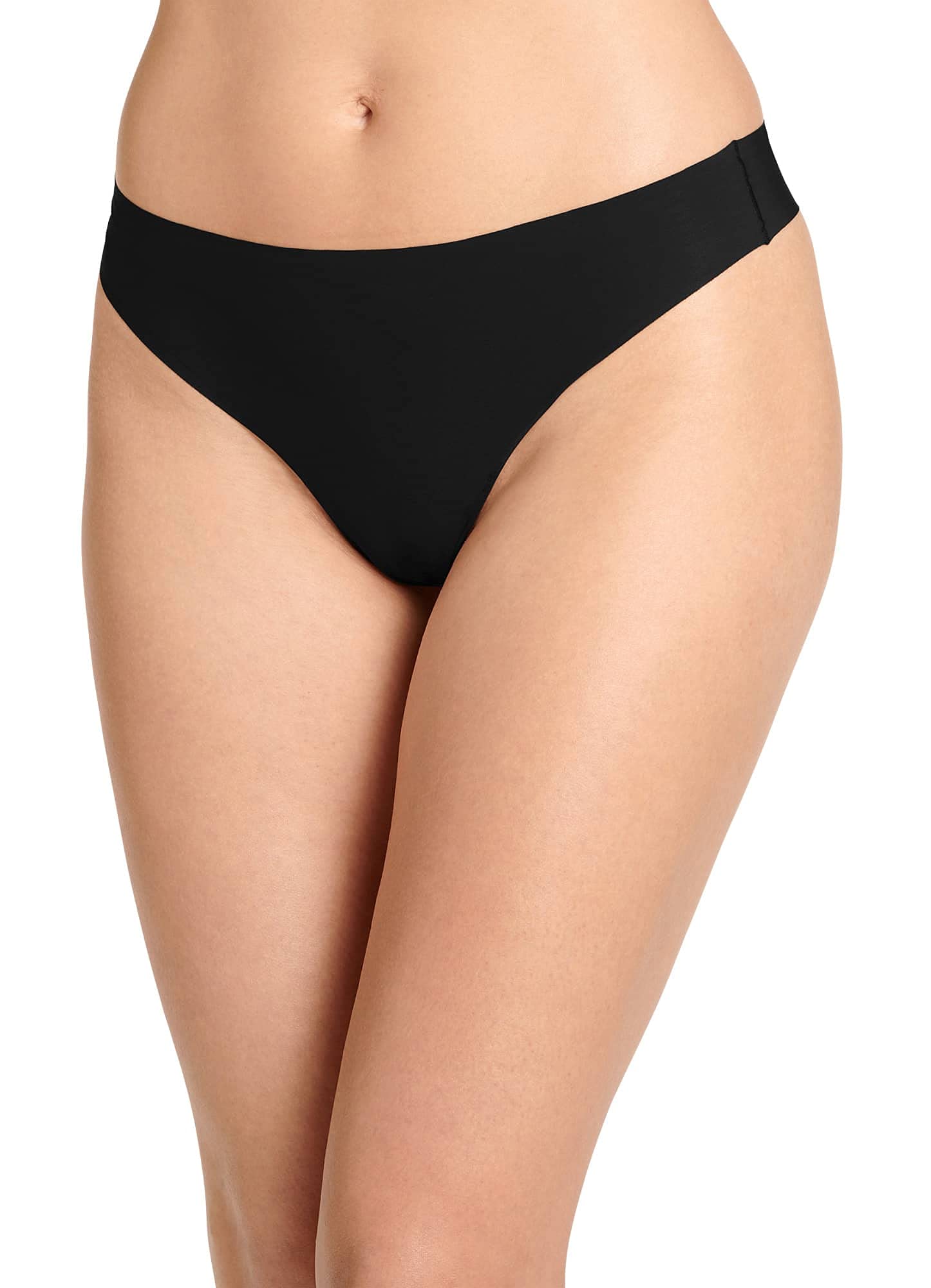Jockey Women's Underwear Invisible Edge Microfiber Thong, Black, L