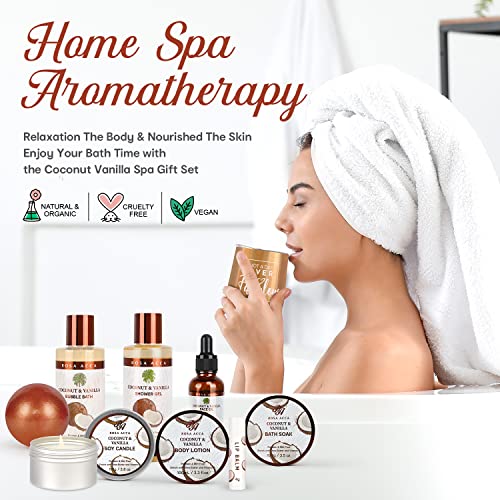 Bath Gift Set Vanilla Coconut Home Spa Set, 22Pcs Spa Gift Basket for Women, Relaxing Spa Day Kit for Girls Include Lip Balm, Christmas Birthday Gift for Women from RA ROSA ACCA