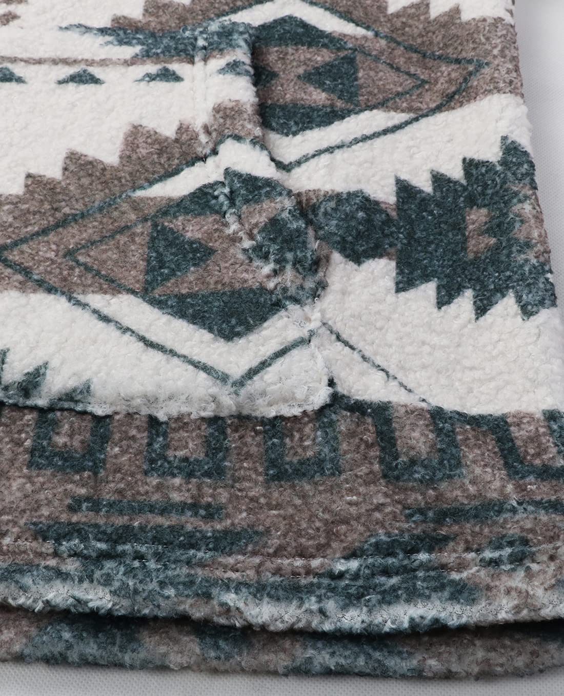 chouyatou Men's Tribal Aztec Printed 1/4 Zip Fuzzy Sherpa Pullover Sweatshirt Hoodie (Medium, Brown)