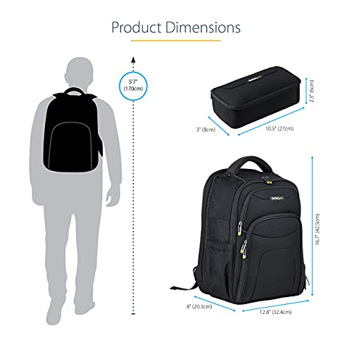 StarTech.com Unisex Backpack Ergonomic Computer Bag with Removable Accessory Case-Laptop/Tablet Pockets-Nylon, Black, 15.6" Professional IT Tech Work/Travel/Commute (NTBKBAG156)