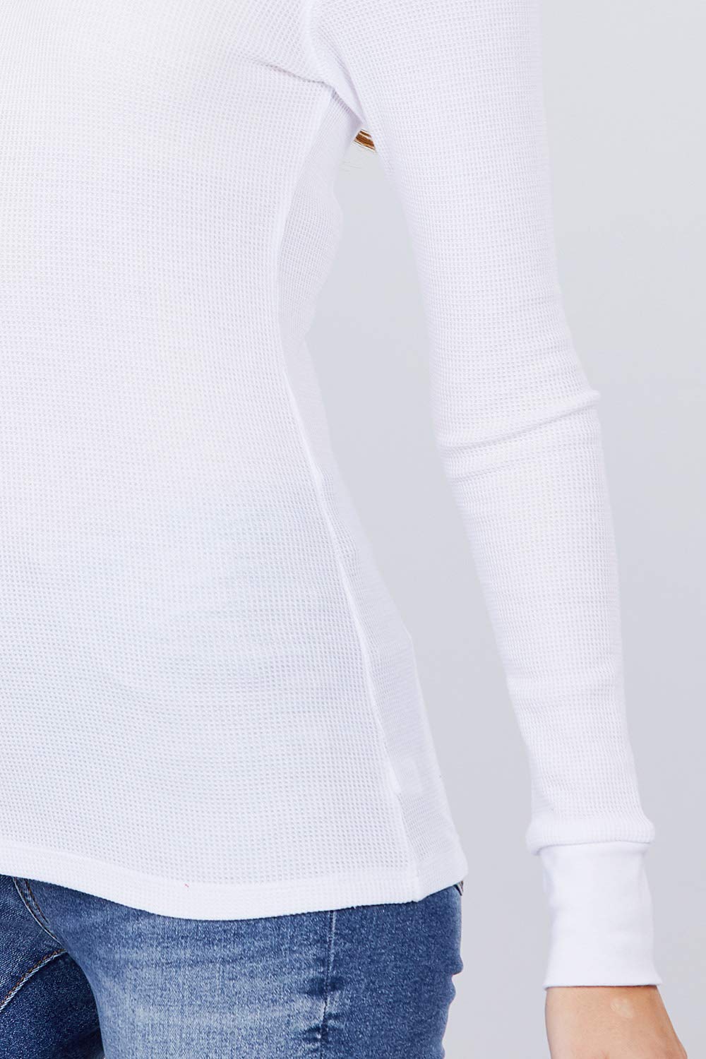 Women's Lightweight Long Sleeve V Neck Thermal Underwear Top Sweater Sweatshirt in White - S