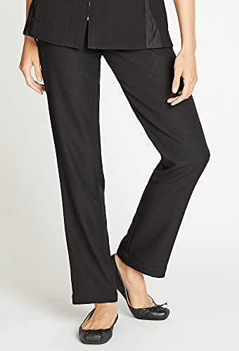 Faux Linen Long Pant for Women, Spa Salon Uniform, Elastic Waistband (Black)