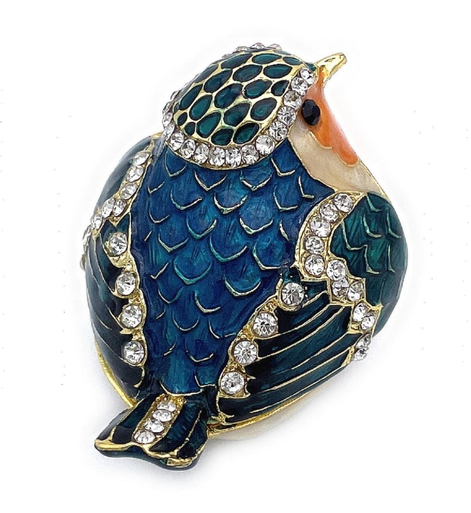 JWT Astyle Robin Bird Hinged Jewelry Box with Stones , Collectible Animal Trinket Box.Rings Earrings Storage Boxes,Bird Figurine Home Decor Gift.