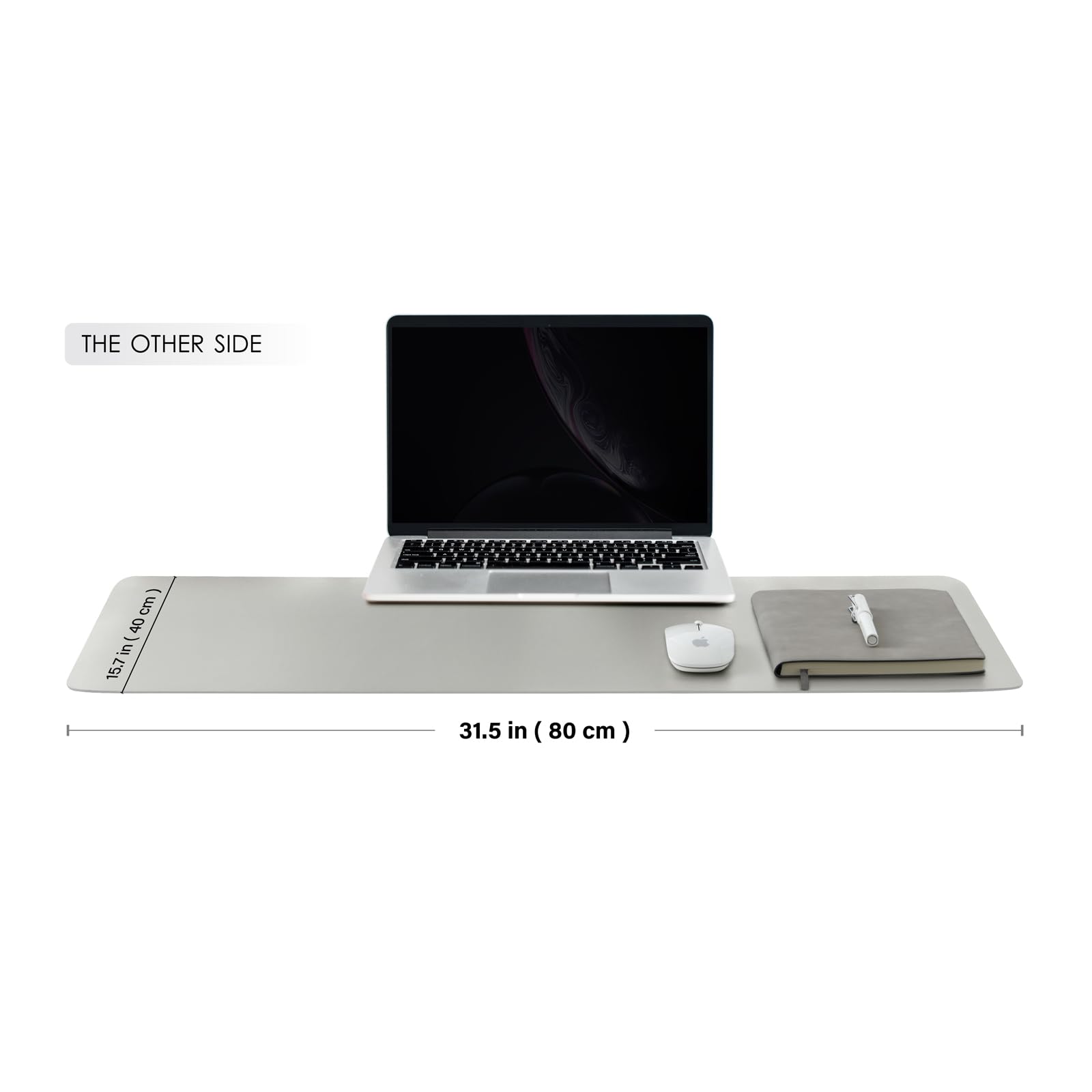 Dual Sided Leather Desk Mat - Waterproof Desk Pad for Office and Home - Desk Organization and Accessories - Ideal for Large Mouse Pad and Desk Mats on Top of Desks(White+Silver,31.5"x 15.7")