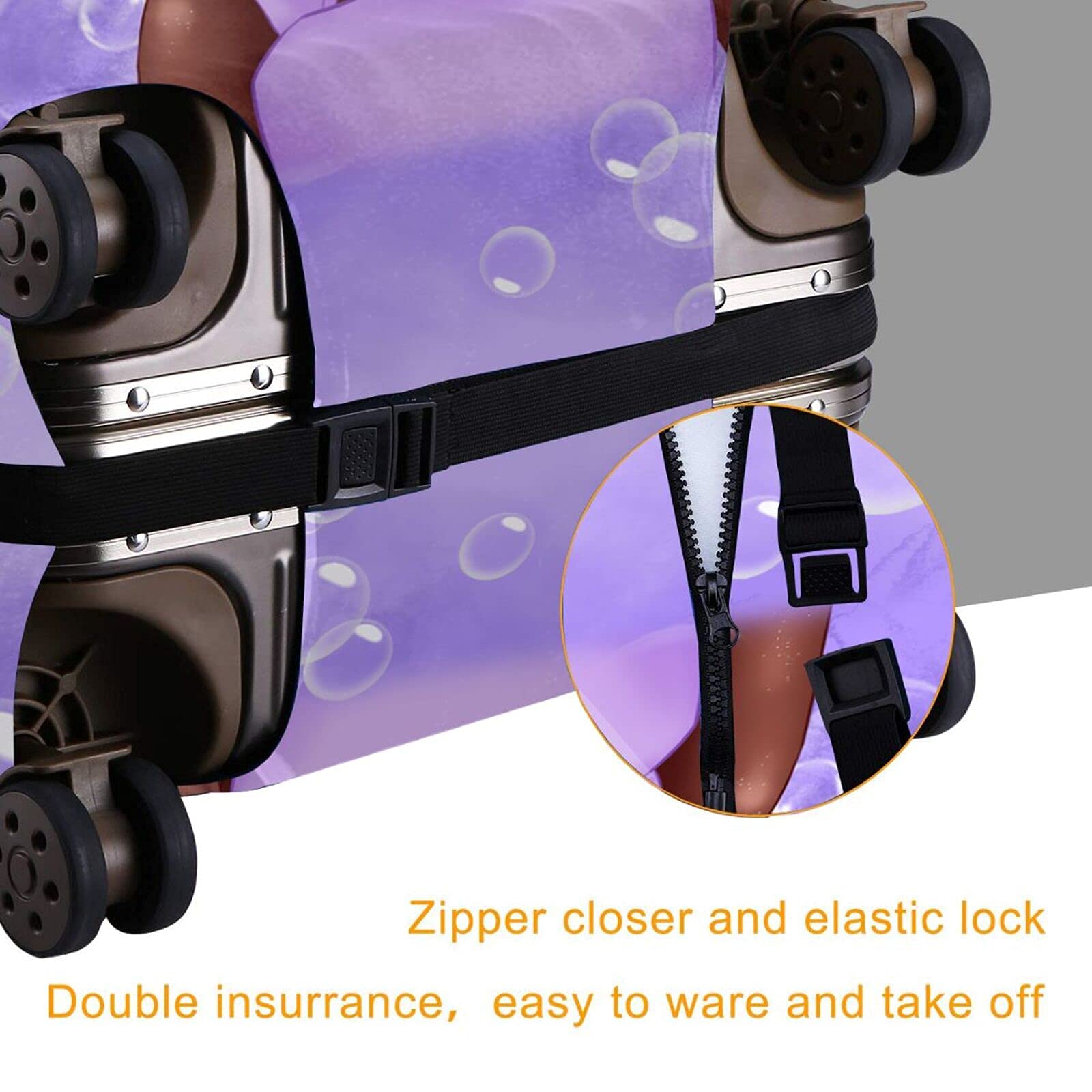 ZgaidIta Black Girl Bubble Luggage Cover Washable Suitcase Protector Anti-scratch Suitcase cover S(18-22 inch luggage)