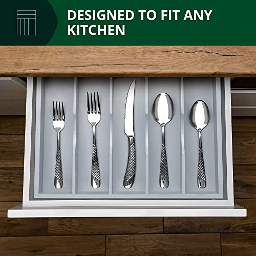 ROYAL CRAFT WOOD Gray Basic Silverware Drawer Organizer and Expandable Utensil Drawer Organizer