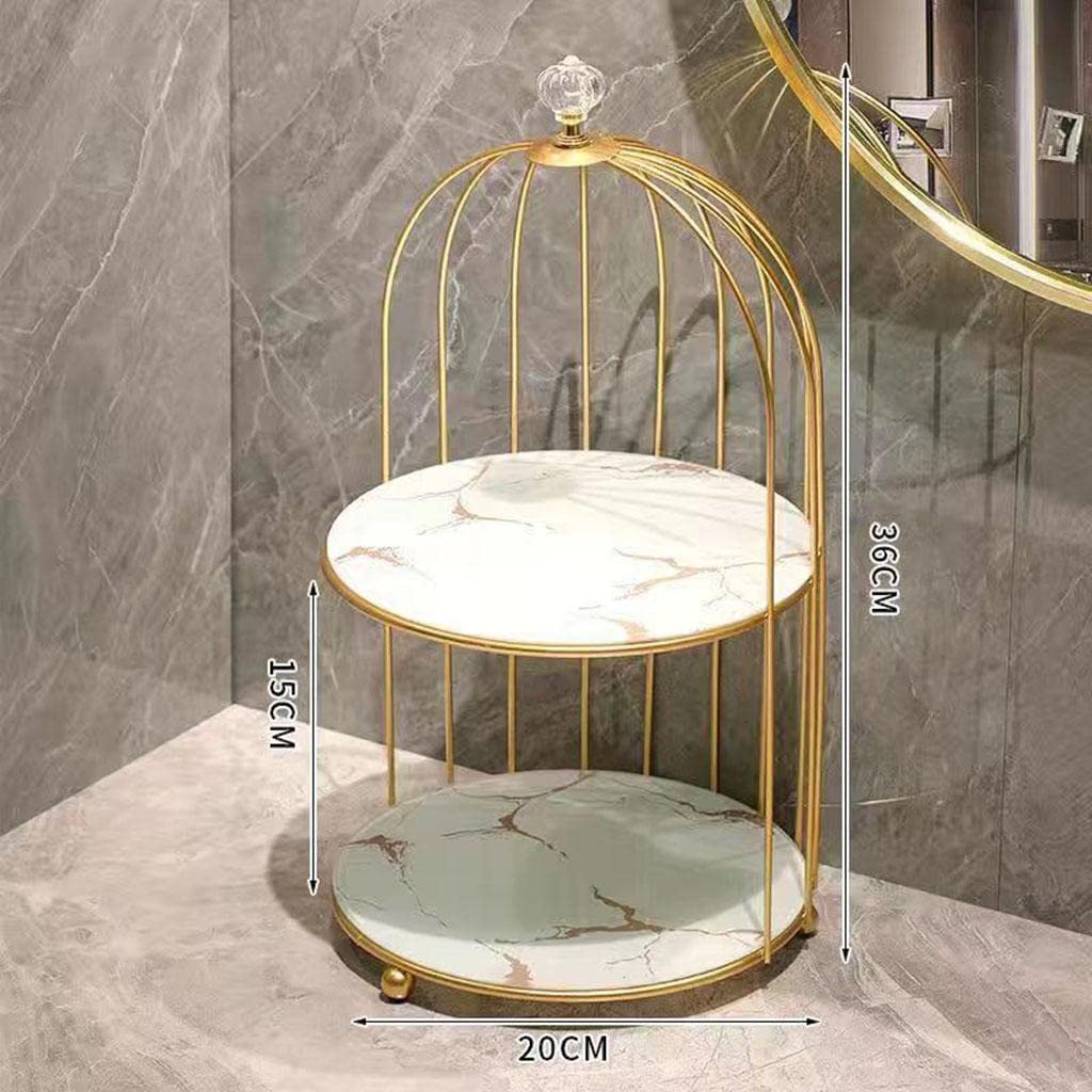 NC Desktop Perfume Organizer Cake Cupcakes Serving Holder Makeup Jewelry Rings Display Stand Bathroom Living Room Storage Rack Shelf - White 2 Tier