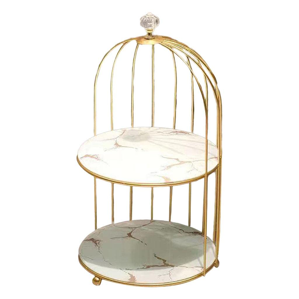 NC Desktop Perfume Organizer Cake Cupcakes Serving Holder Makeup Jewelry Rings Display Stand Bathroom Living Room Storage Rack Shelf - White 2 Tier