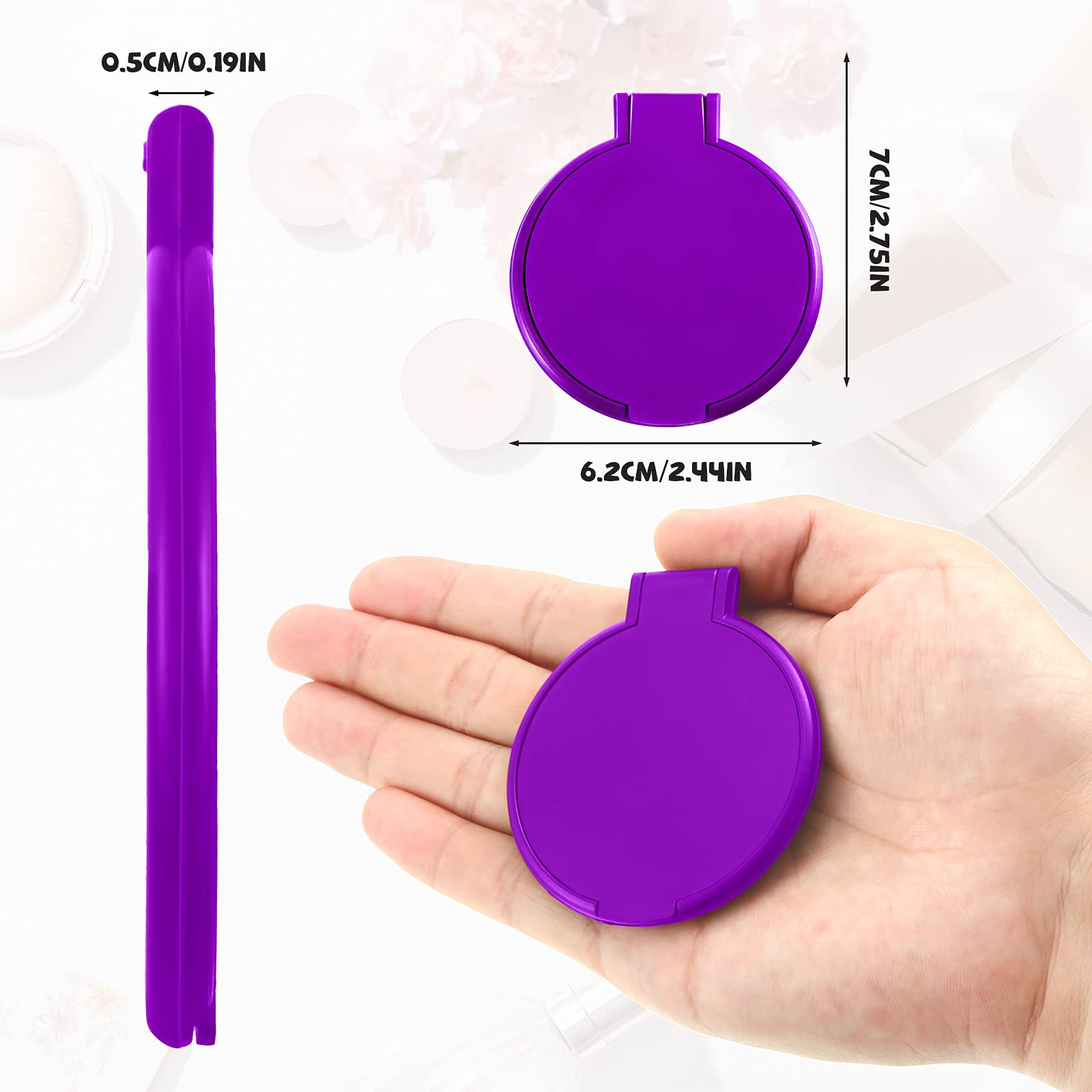 Yalikop 36 Pcs Compact Mirror Bulk Mini Round Makeup Mirror Portable Foldable for Purse Women Travel Daily Use(Pink, Purple, Green, Blue)