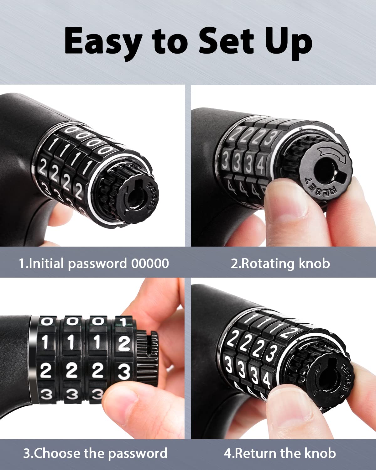 KEYSTP Bike Lock Cable with Combination Key,Password Lost Retrievable Bicycle Lock Anti-Theft,Resettable with Mounting Bracket for Bikes and Scooters