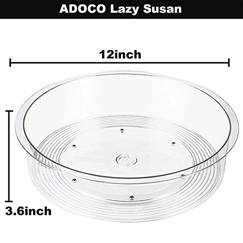 Adoco Lazy Susan Organizer, 12 inch Clear Lazy Susan Turntable Organizer for Cabinet - Kitchen Pantry Organization and Storage