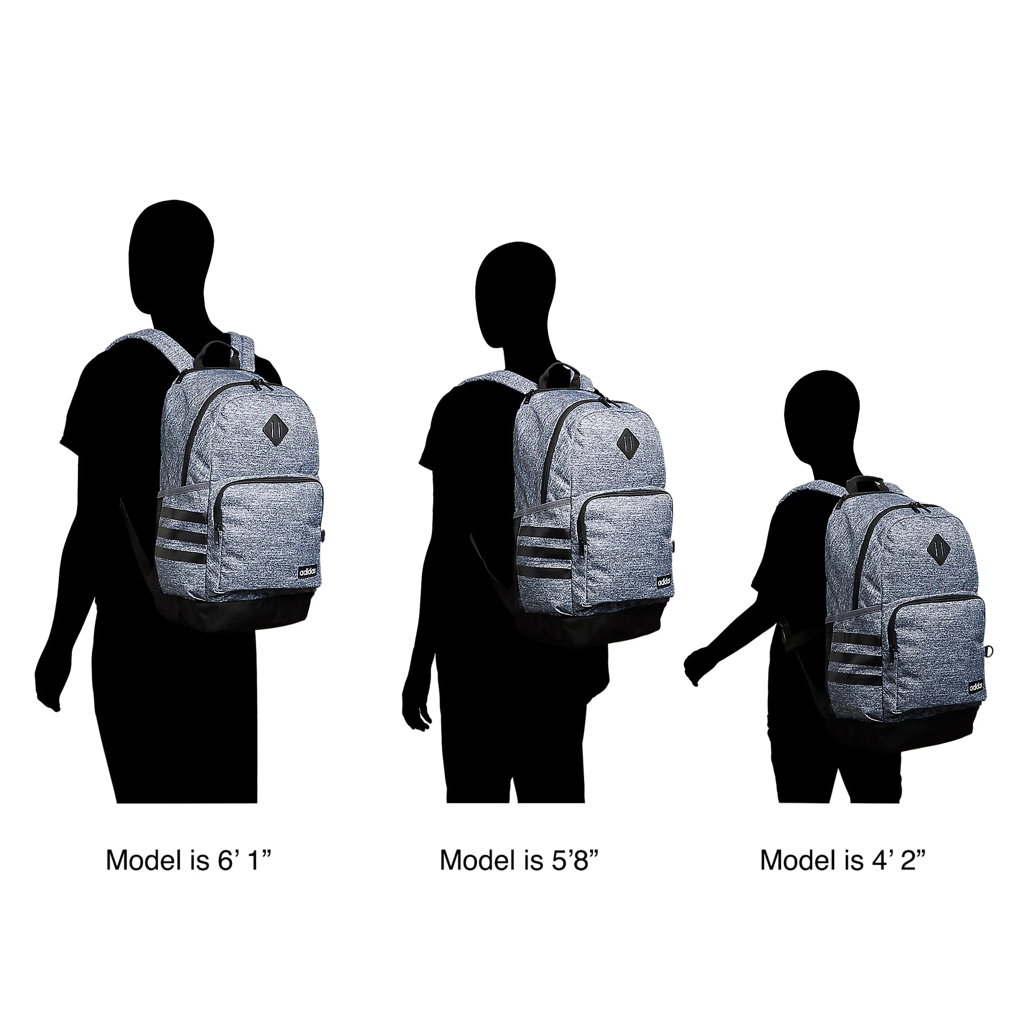 adidas Classic 3-Stripe Durable Backpack Student Athletic Sport Laptop Book Bag Discontinued, Bliss Lilac Purple/White/4.0, One Size