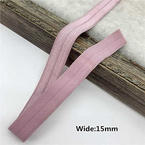 GMMDXD 3/10/15/20/25mm 5yards Elastic Ribbon Fold Over Spandex Elastic Band for Sewing Lace Trim Waist Band Garment Accessory (Color : 05 15mm)