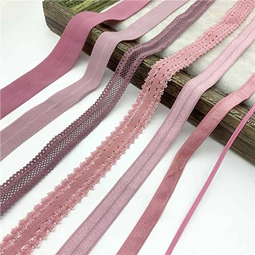 GMMDXD 3/10/15/20/25mm 5yards Elastic Ribbon Fold Over Spandex Elastic Band for Sewing Lace Trim Waist Band Garment Accessory (Color : 05 15mm)