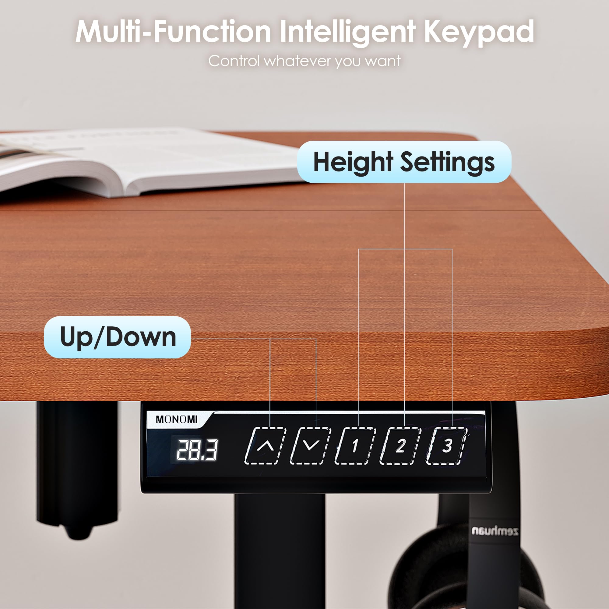 Monomi Electric Standing Desk, 55x24 Inches Adjustable Height Desk, Home Office Sit Stand Up Desk (Black Frame/Cherry Top)