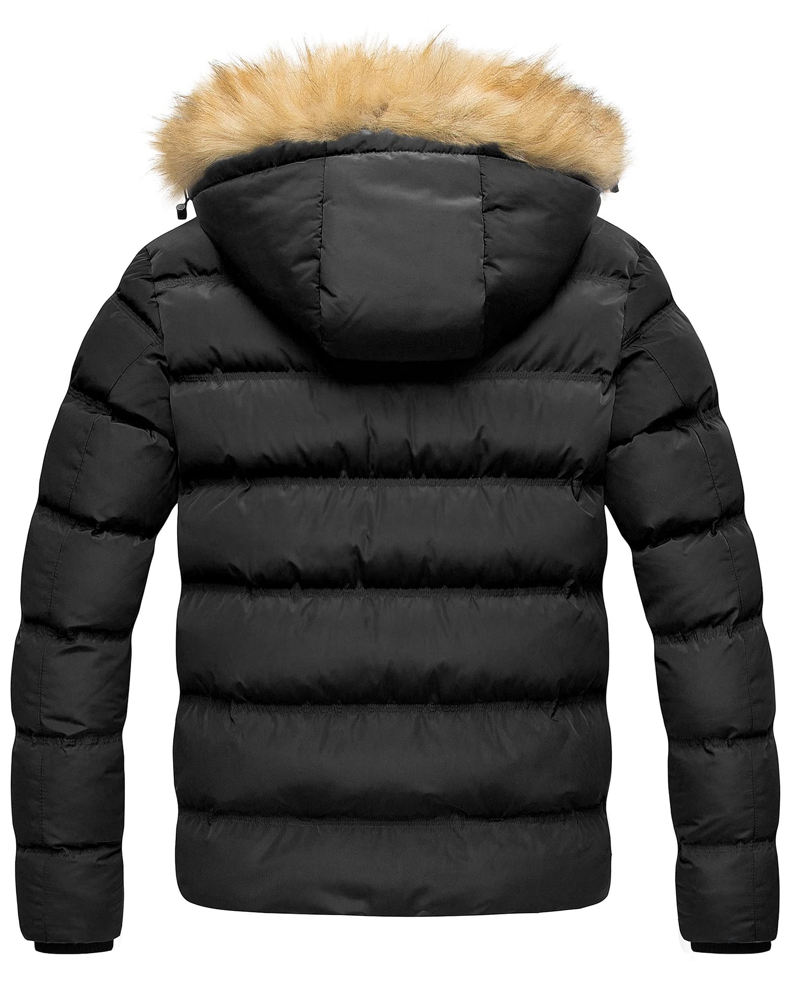 Pursky Puffer Jacket Men Heavyweight Hooded Waterproof Ski Windbreaker Thicken Winter Fur Coats Black L