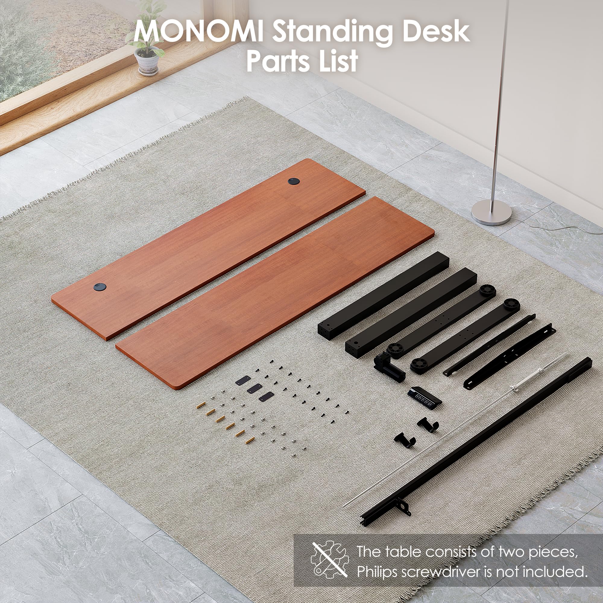Monomi Electric Standing Desk, 55x24 Inches Adjustable Height Desk, Home Office Sit Stand Up Desk (Black Frame/Cherry Top)