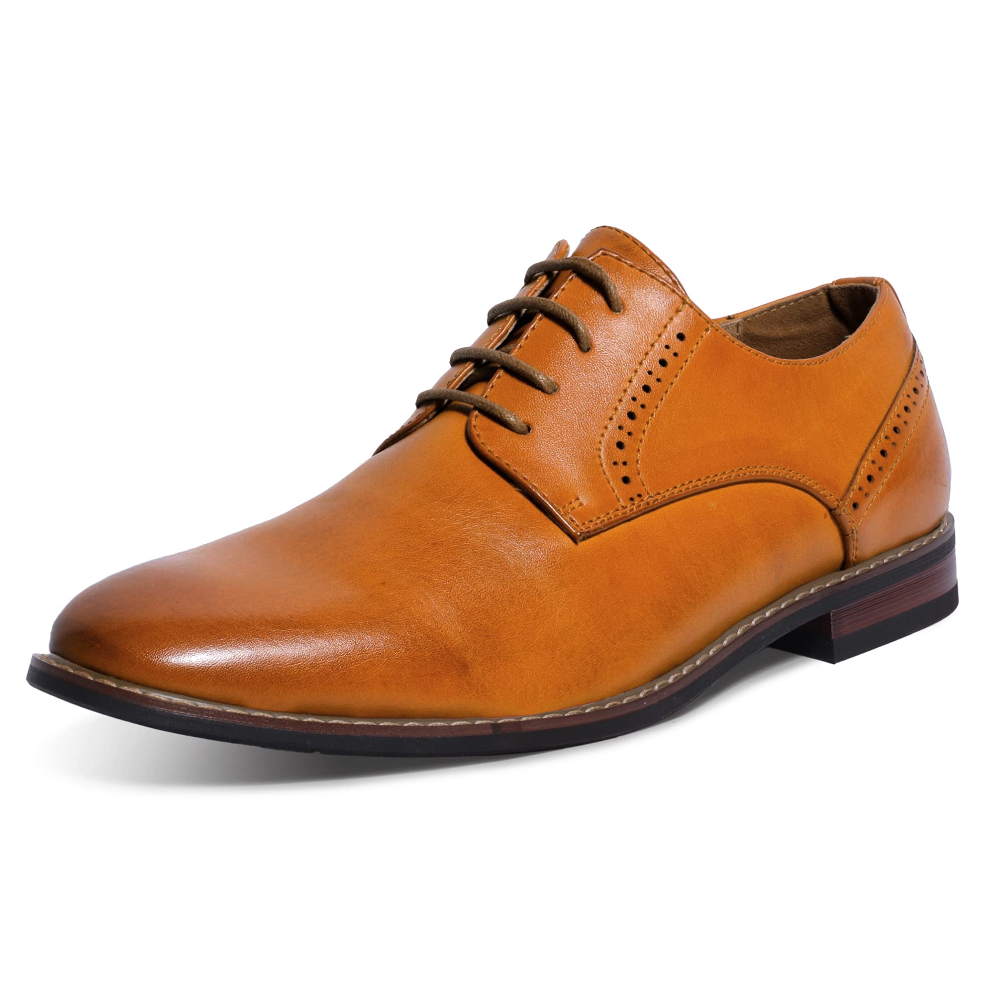 Mofri Men's Oxford Dress Shoes Wingtip Lace Up Dress Shoes(Brown Pu,10)