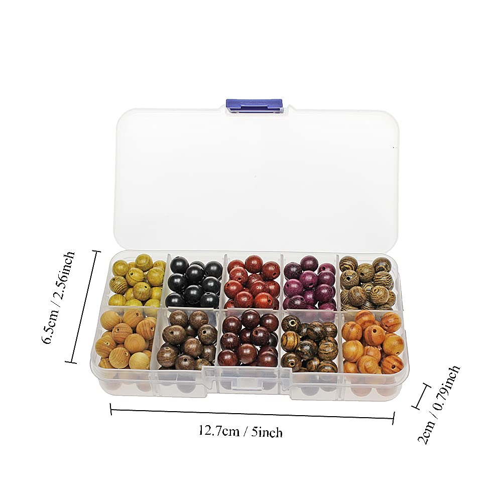 200pcs 8mm Stone Beads Kit Round Loose Gemstone 10 Color Wood Beads for Bracelet Necklace Earrings Jewelry Making