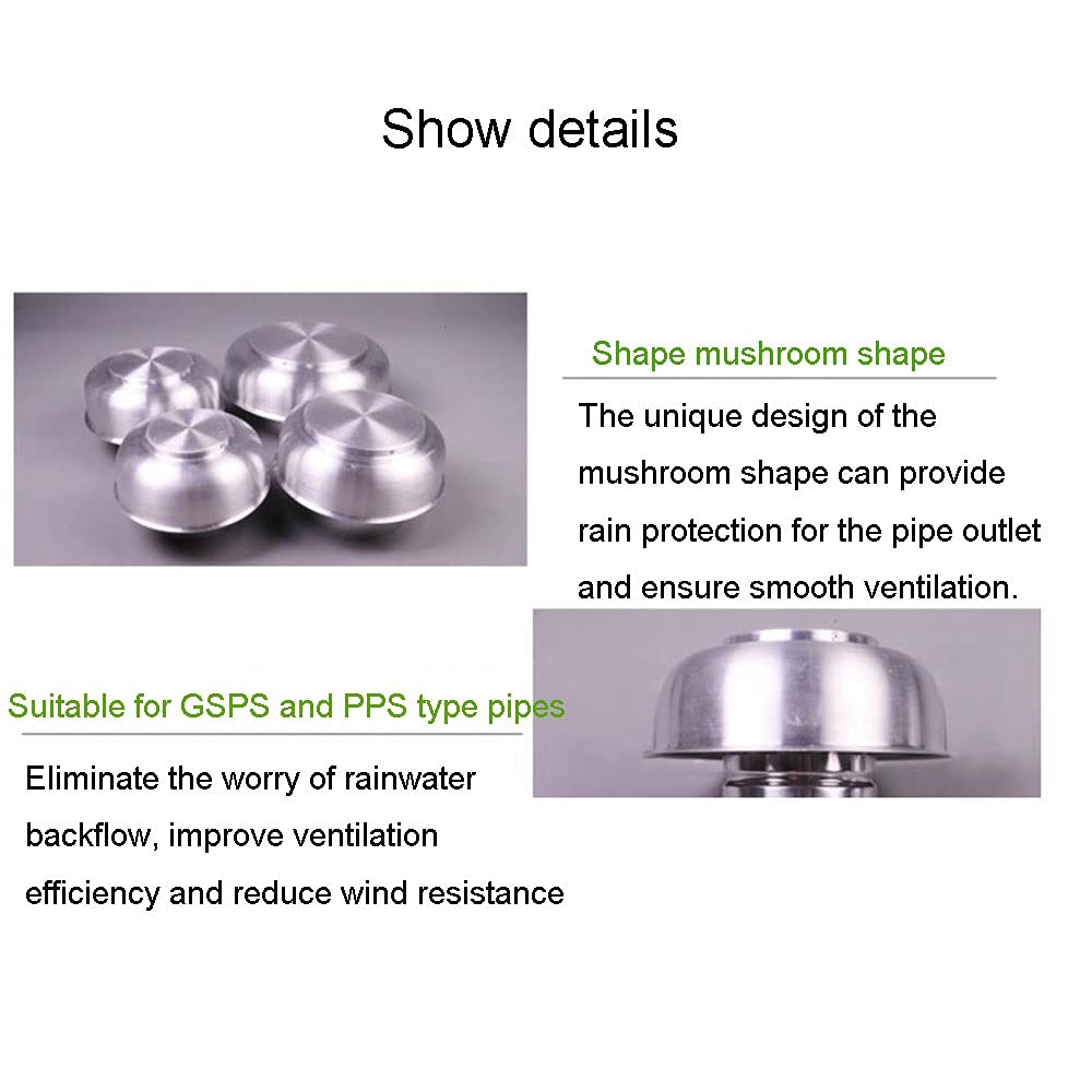 ATEYC Chimney Pot, 1Pcs 4-8 Inch Aluminum Mushroom Cowl for Air Roof Vent Heat Recovery Ventilation System Windproof Rainproof (Size : 8 Inch)