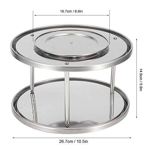 Lazy Susan Turntable Cabinet Organizer, 10.5 Round Stainless Steel Double Layer Turntable Rotating Plate Spice Rack Organizer Kitchen Accessory 10.5x5.9in