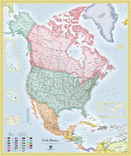 24"x28" Heavyweight Quality Poster :: Political Map - North America Political Wall Map [Plain Coated Paper]